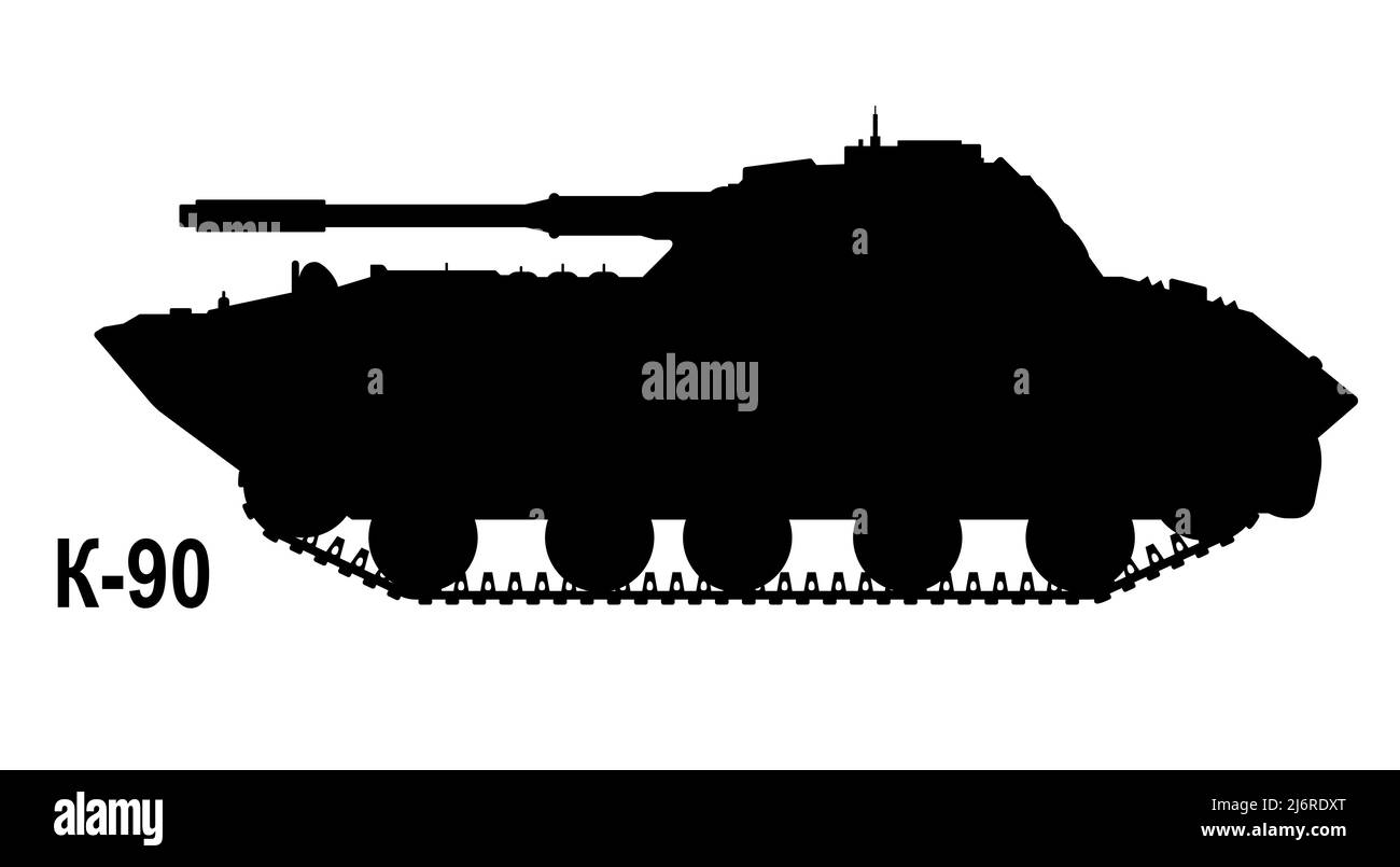 Battle tank K-90. Tank icon. Vector illustration. Tank silhouette Stock ...