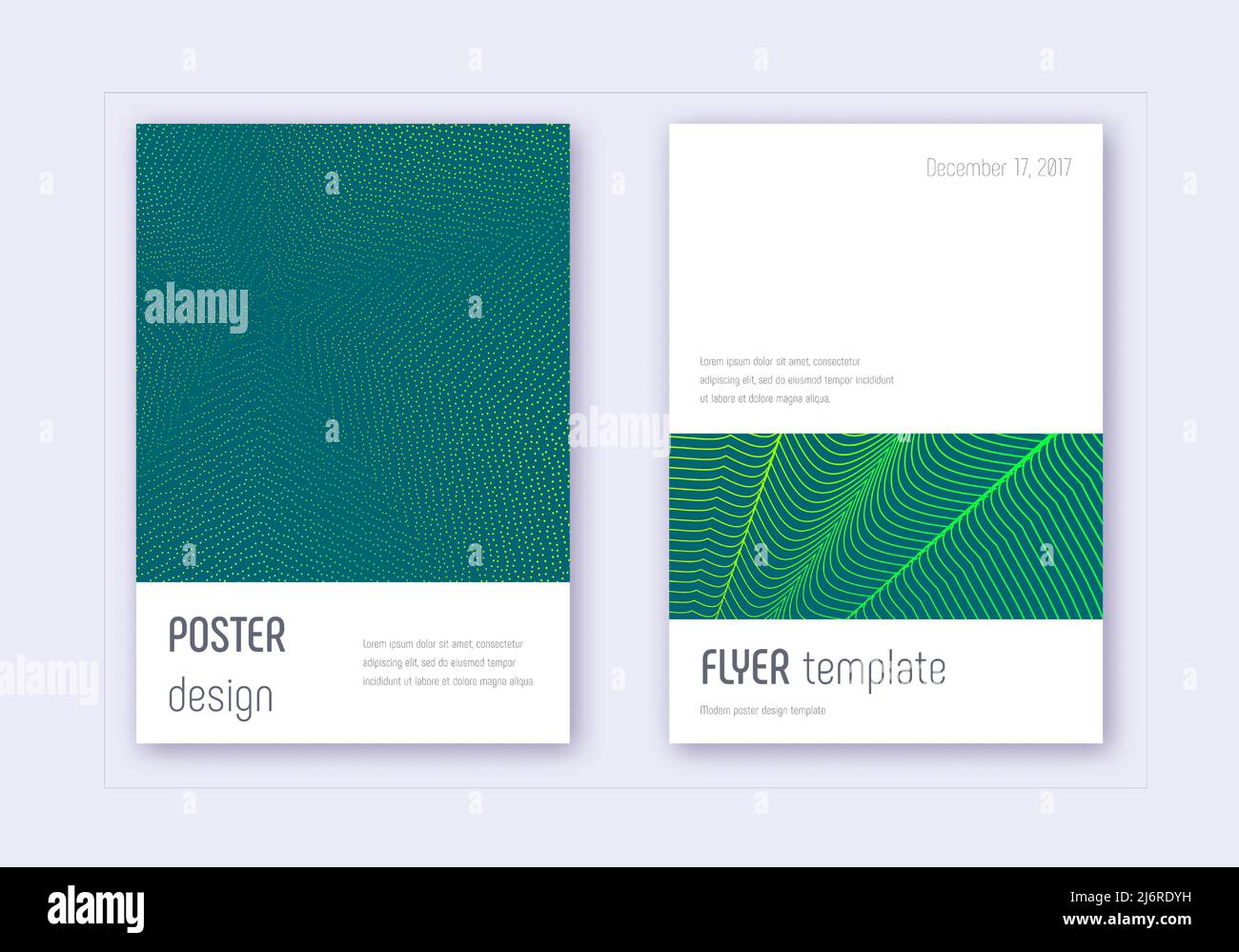 Minimalistic cover design template set. Green abstract lines on dark ...