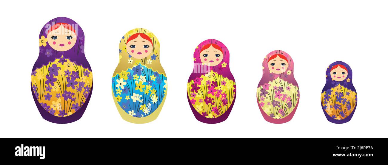 Russian Matryoshka. Traditional Russian folklore dolls with big eyes ...