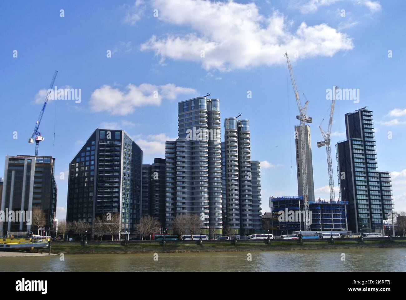 Construction work on new apartment buildings, including The Corniche ...