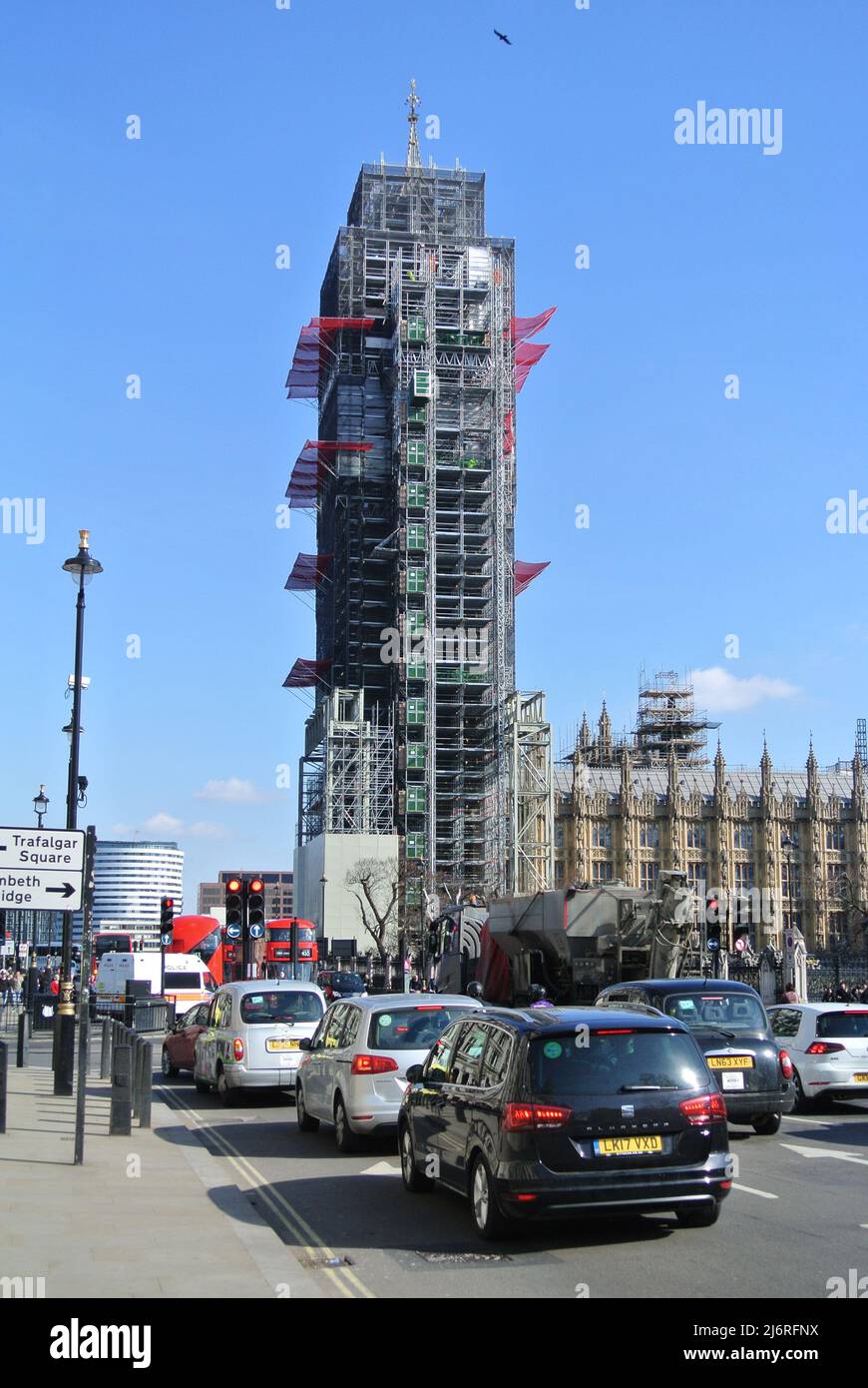 The Elizabeth Tower, also known as Big Ben, covered in scaffolding due ...