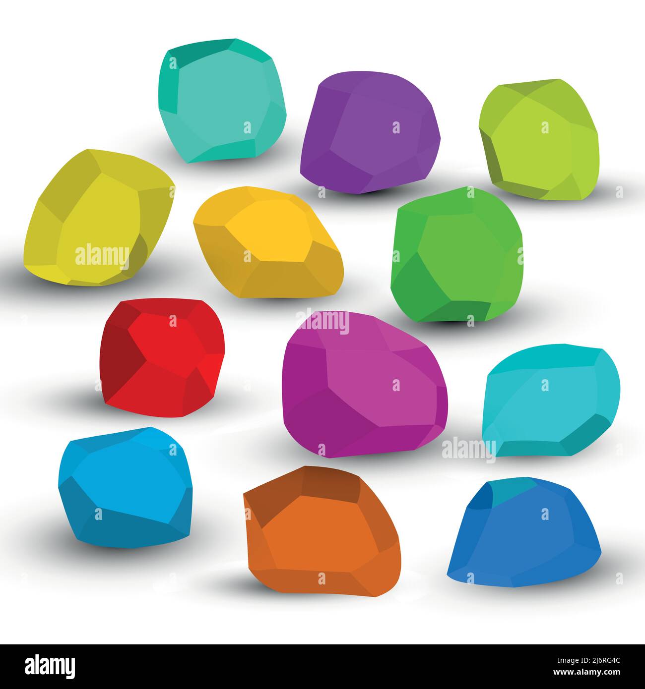 Cartoon stones. Rock stone isometric set. Rainbow boulders, natural ...