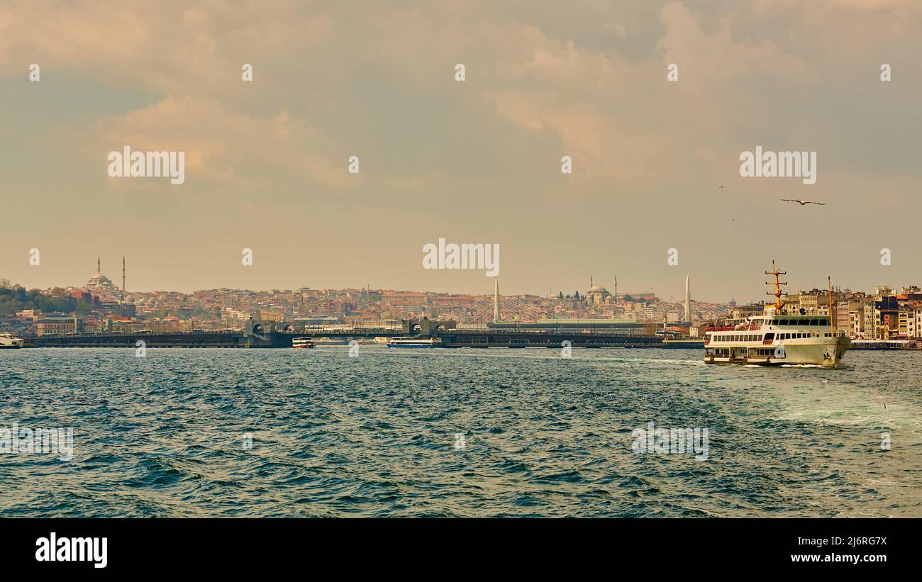 Golden Horn Bay and the Halic Bridge with the Beyoglu and Eyup ...