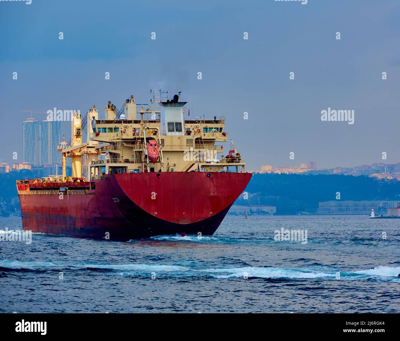Large cargo ship in in Bosphorus Strait, Istanbul, Turkey Stock Photo ...