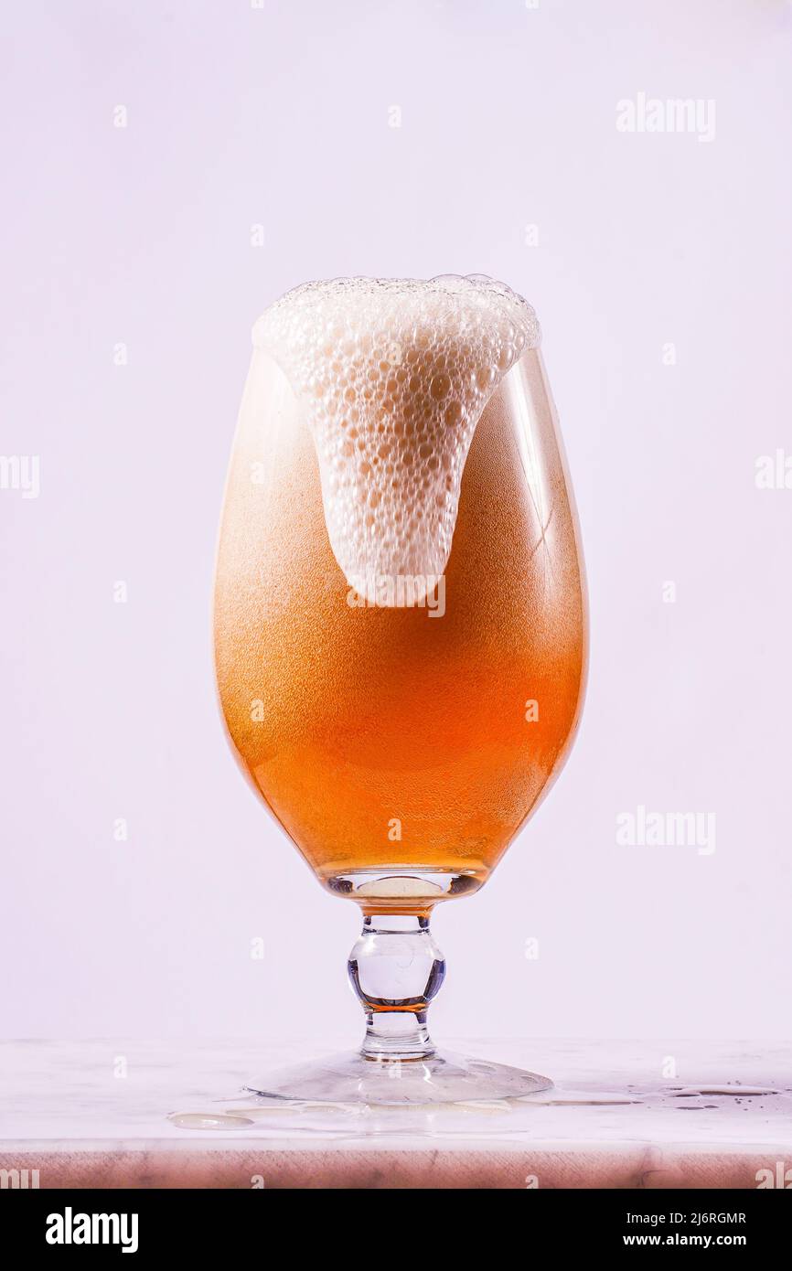 Glass of cold and light beer isolated on white background Stock Photo ...