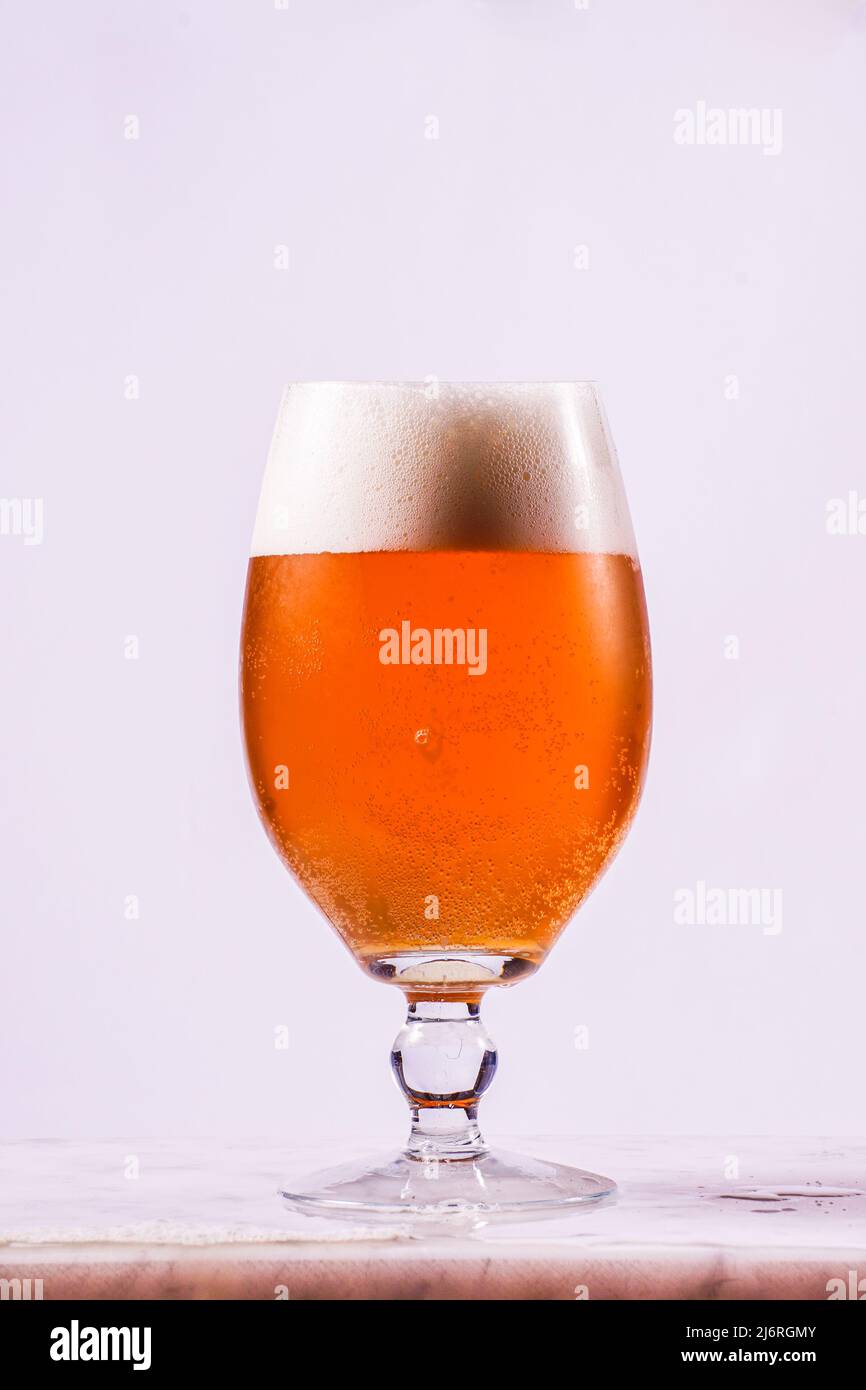 Glass of cold and light beer isolated on white background Stock Photo ...