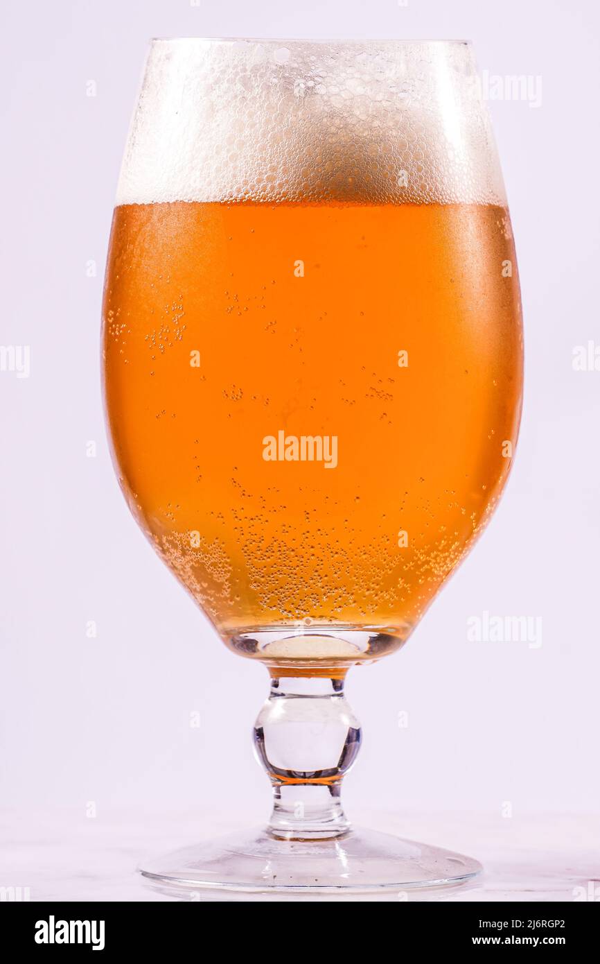Glass of cold and light beer isolated on white background Stock Photo ...