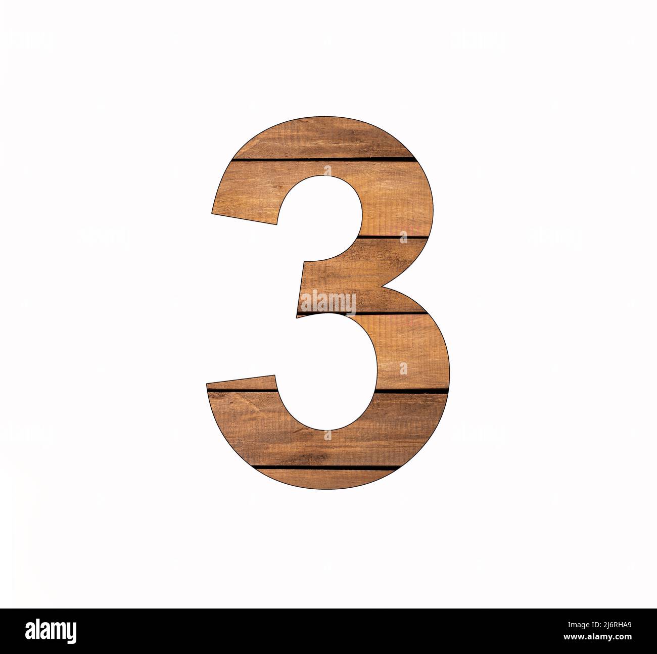 Number 3 three - Rustic wooden boards with grooves Stock Photo - Alamy