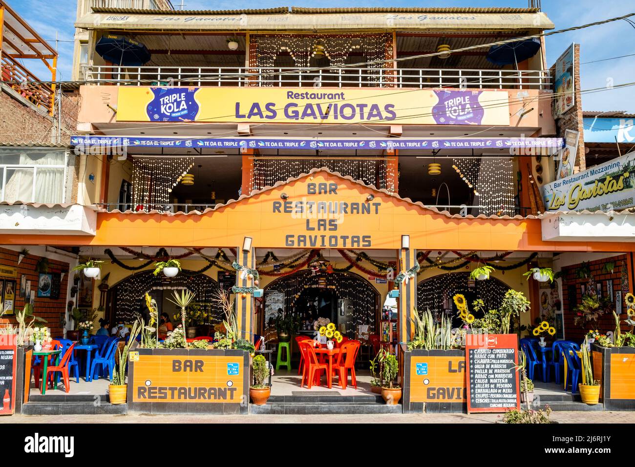 A Restaurant On Pimentel Beach, Chiclayo, Chiclayo Province, Peru Stock ...