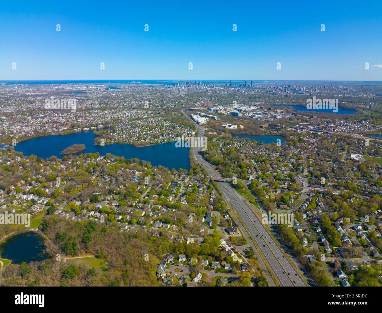 Arlington Heights suburban landscape aerial view in spring with Spy ...