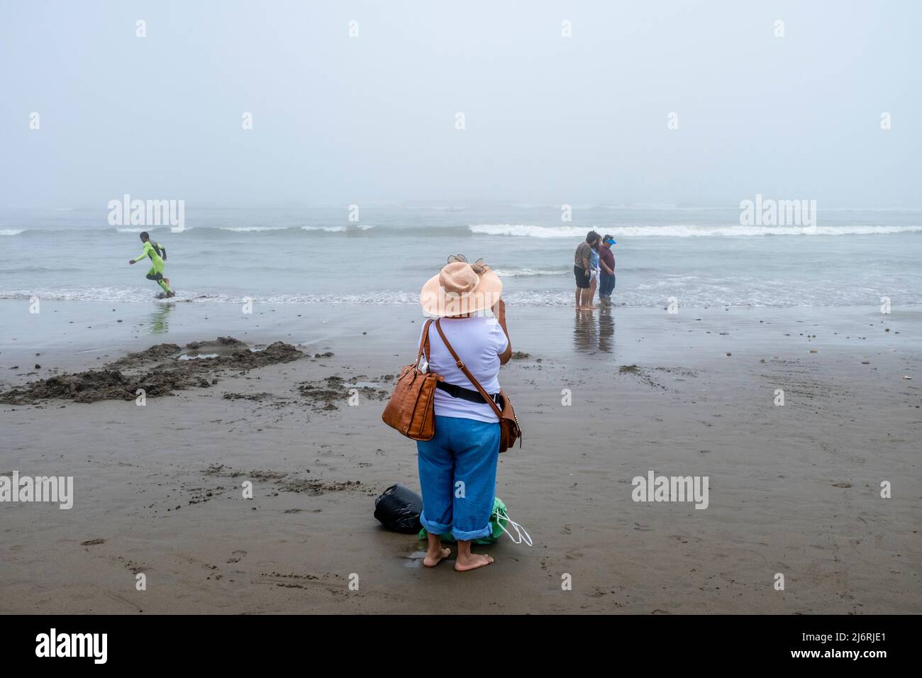Peruvians At The Seaside, Pimentel Beach, Chiclayo, Peru Stock Photo ...