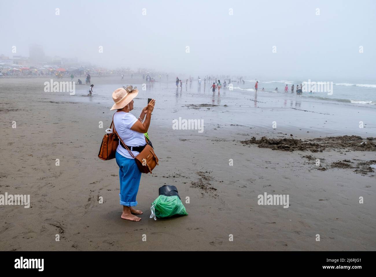 Peruvians At The Seaside, Pimentel Beach, Chiclayo, Peru Stock Photo ...