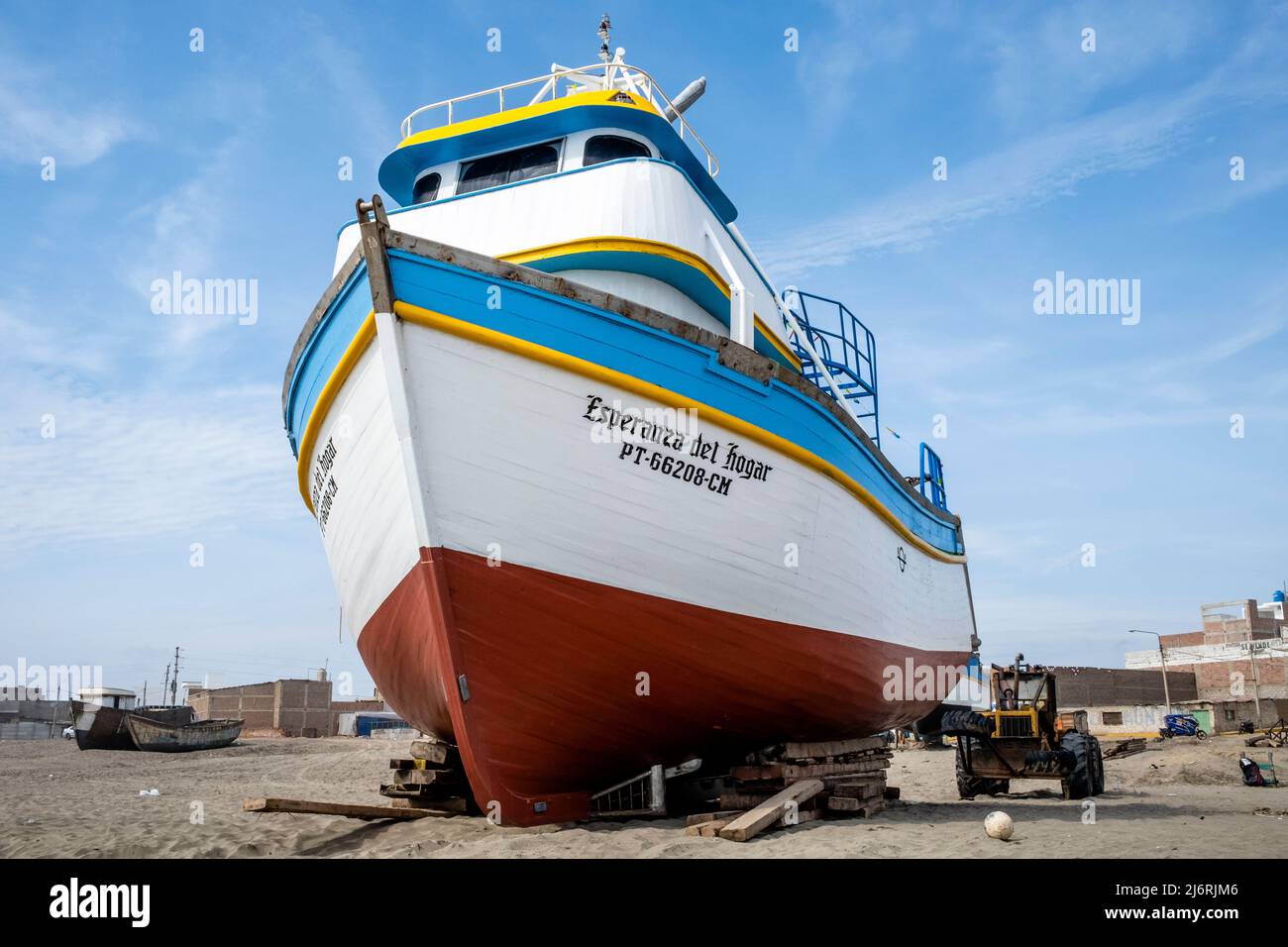A Fishing Boat On Santa Rosa Beach, Chiclayo, Chiclayo Province, Peru ...