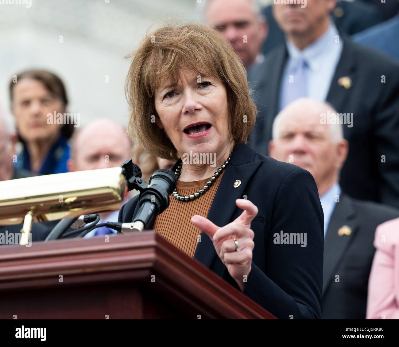 U.S. Senator Tina Smith (D-MN) speaks at a press conference about the ...