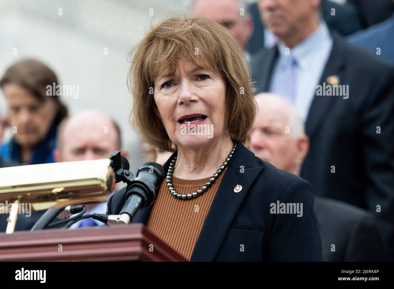 U.S. Senator Tina Smith (D-MN) speaks at a press conference about the ...