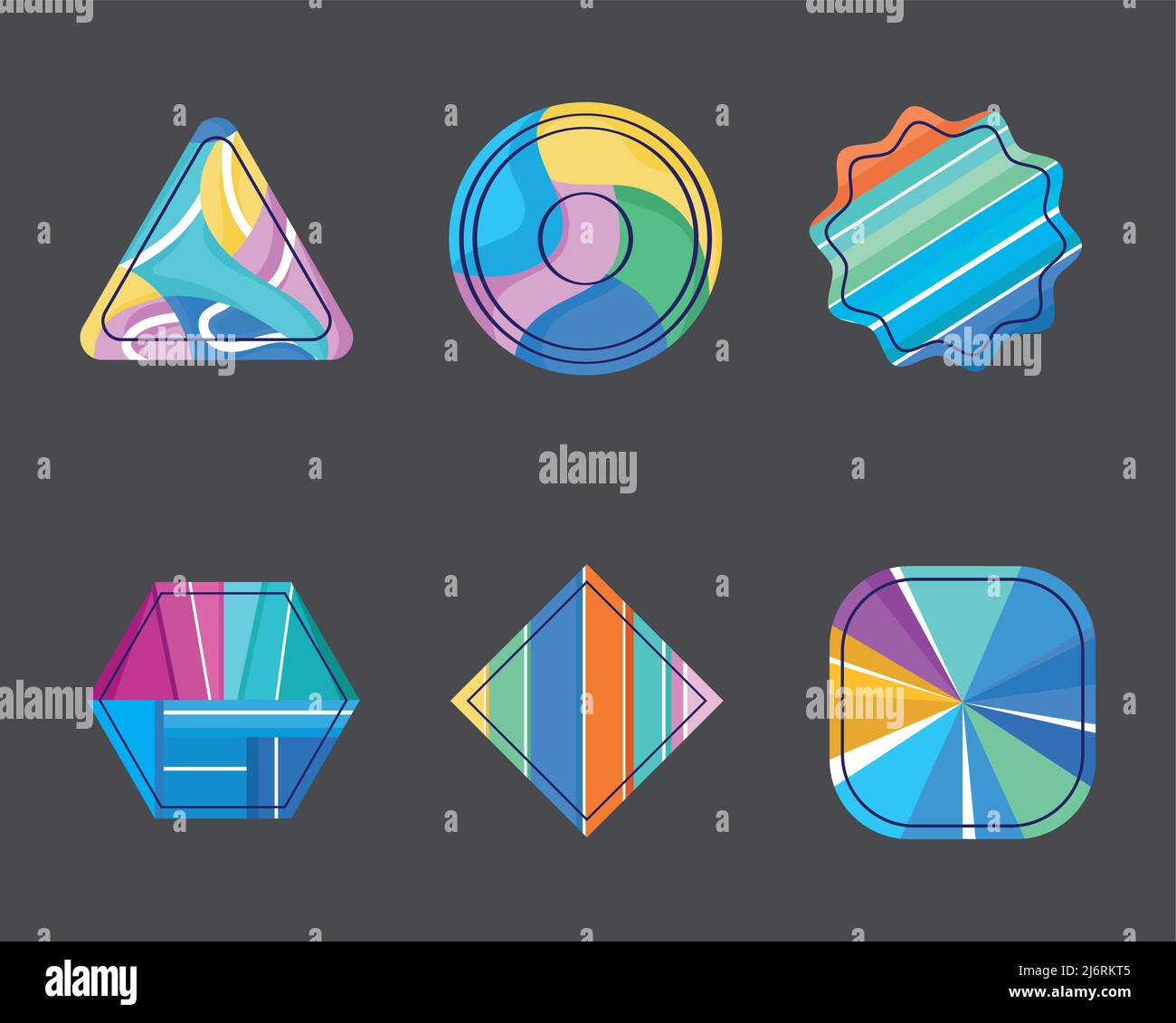 six holographic stamps icons Stock Vector Image & Art - Alamy