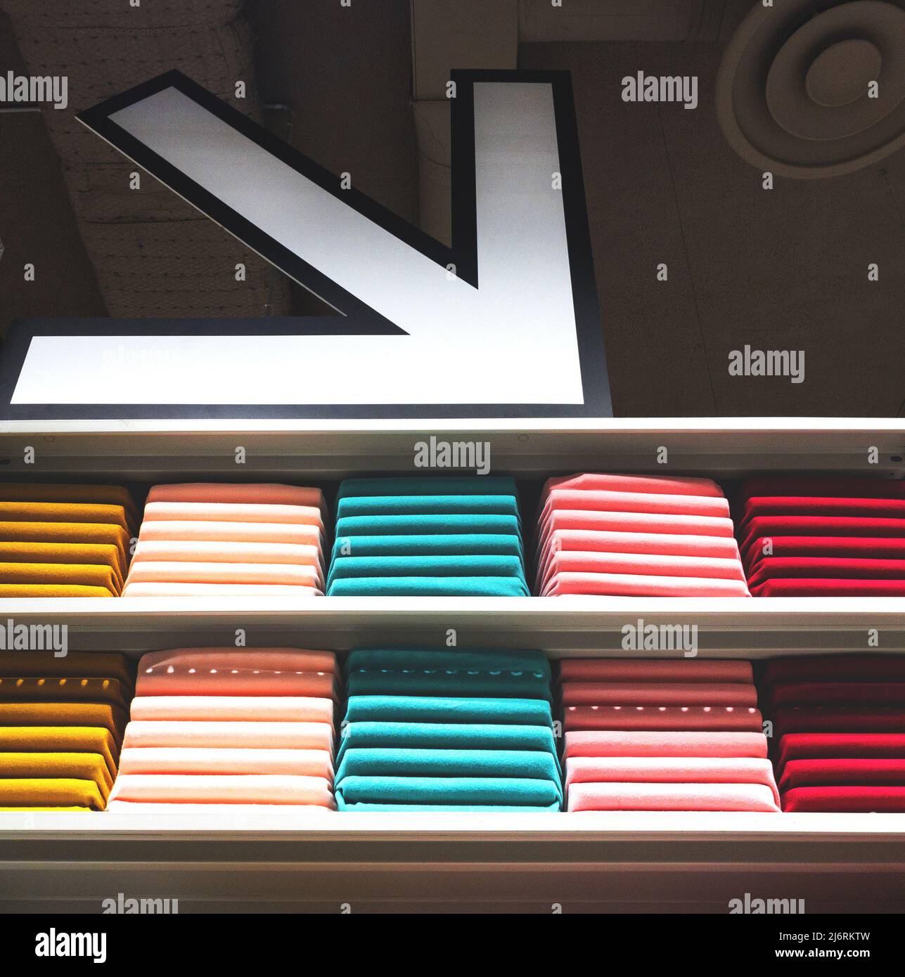 shelves of the textile shop Stock Photo - Alamy