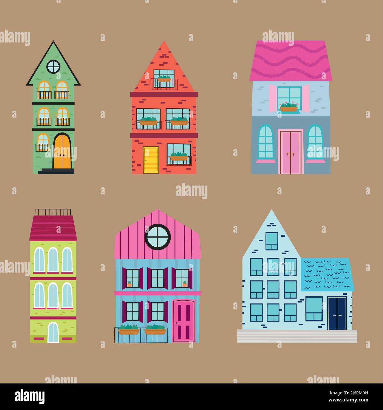 six city buildings icons Stock Vector Image & Art - Alamy