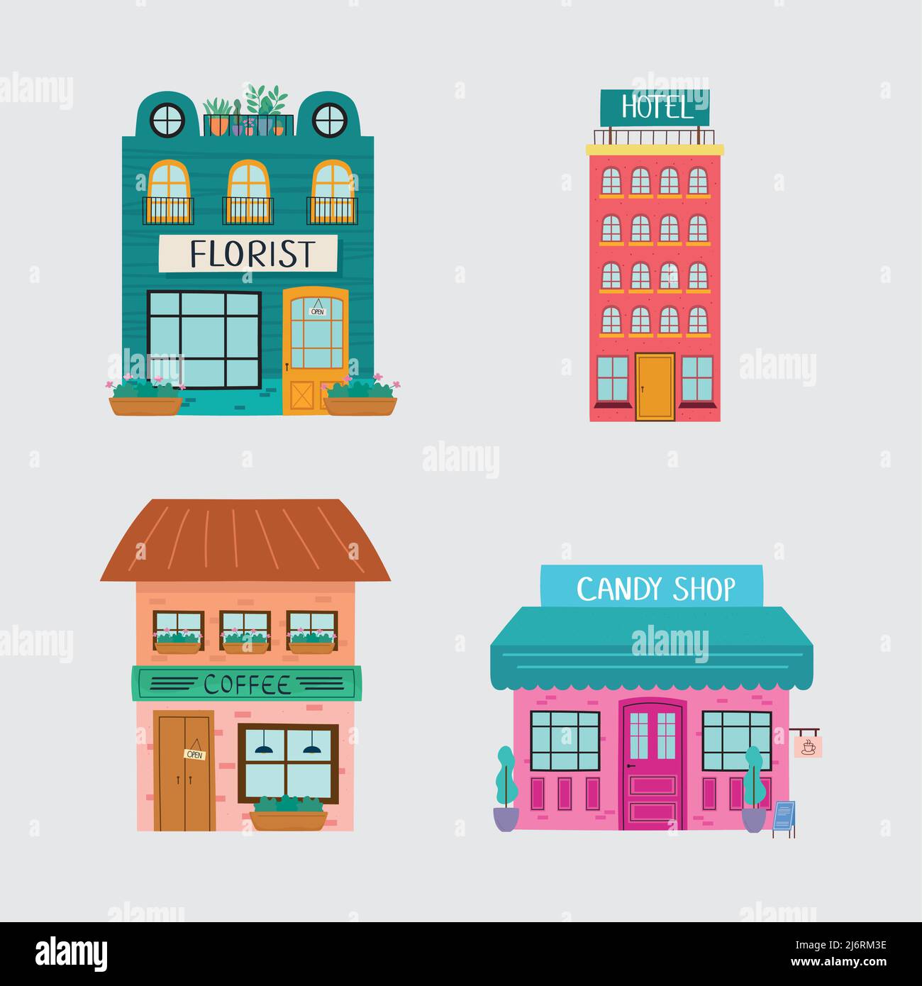 four city buildings icons Stock Vector Image & Art - Alamy