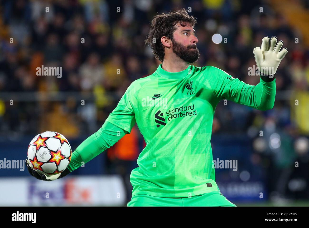 Alisson (Liverpool FC) in action during Villarreal CF vs Liverpool FC ...