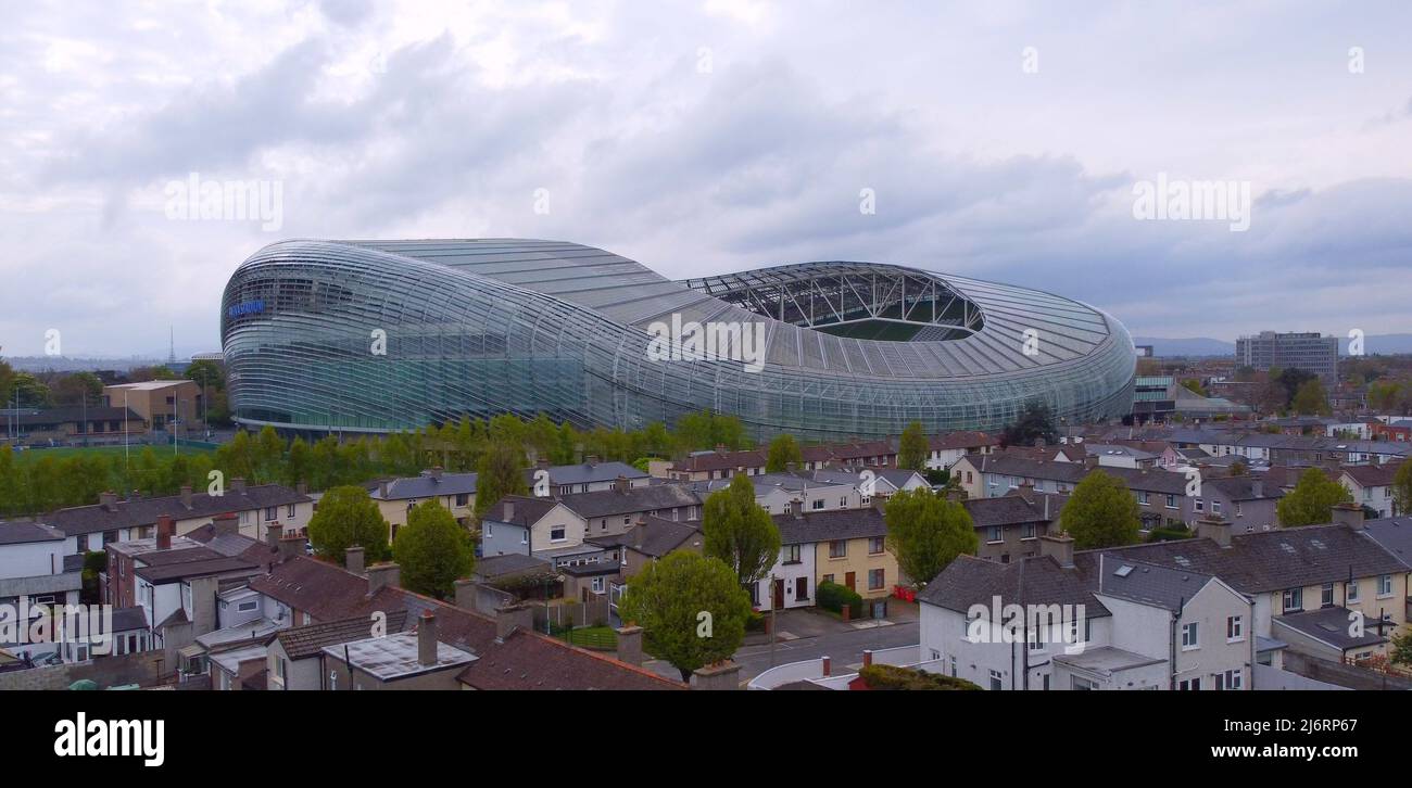 Famous AVIVA stadium in Dublin aerial view - DUBLIN, IRELAND - APRIL 20 ...