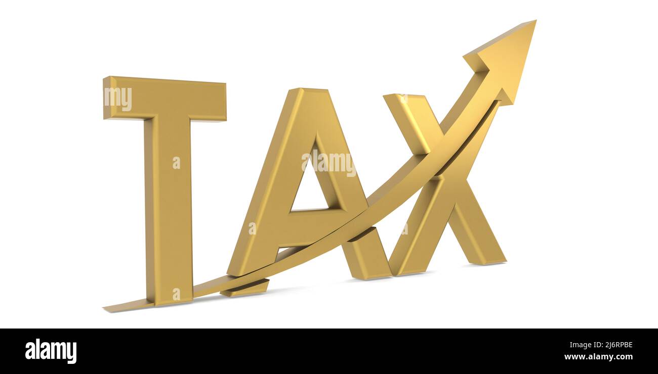 Golden tax with rising up arrow, 3d rendering Stock Photo - Alamy