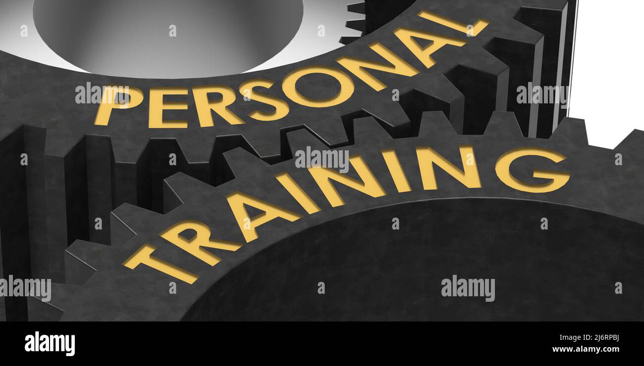 Personal training word on gears, 3d rendering Stock Photo - Alamy