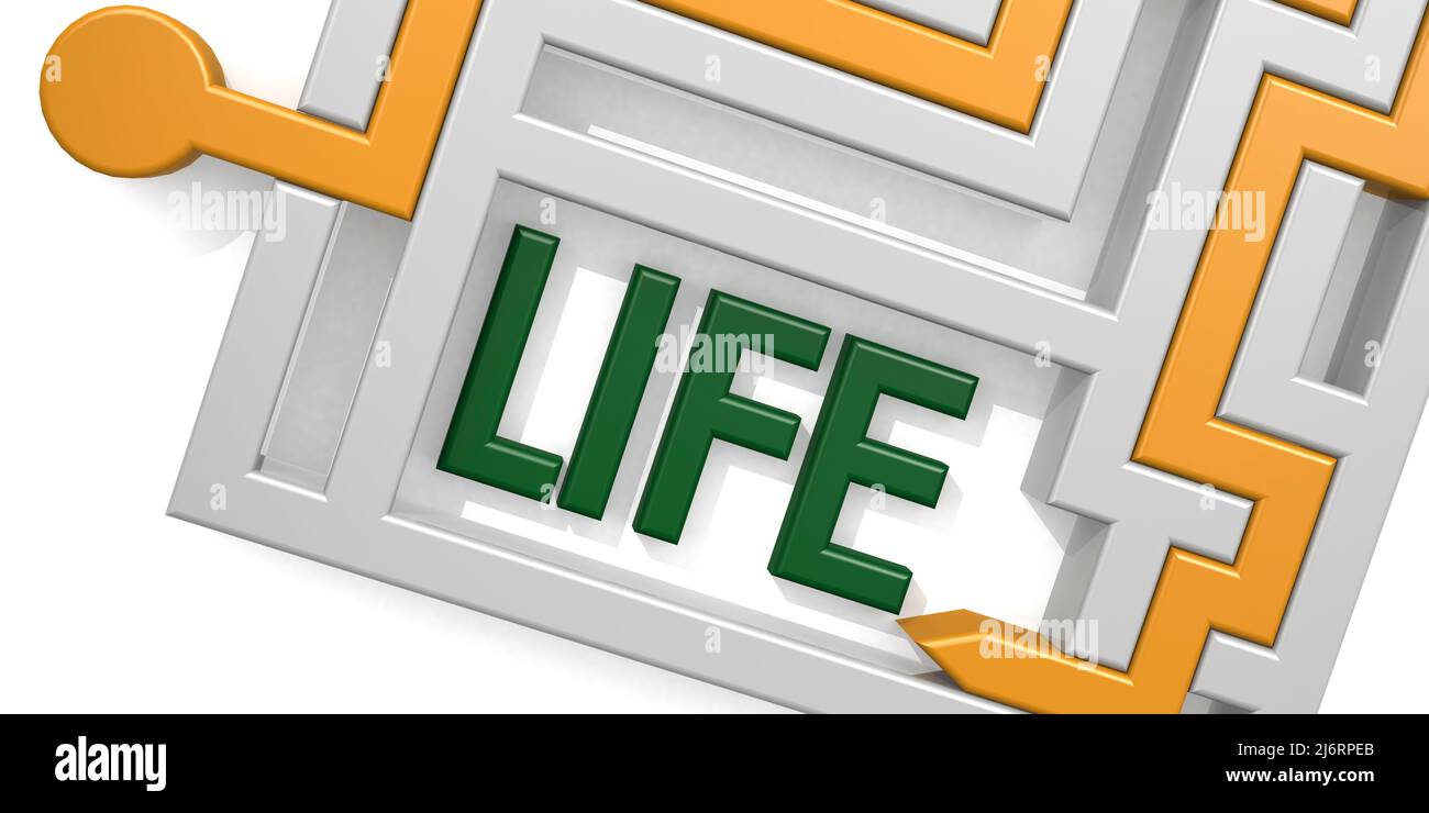 Arrow go through the maze to find life, 3d rendering Stock Photo - Alamy