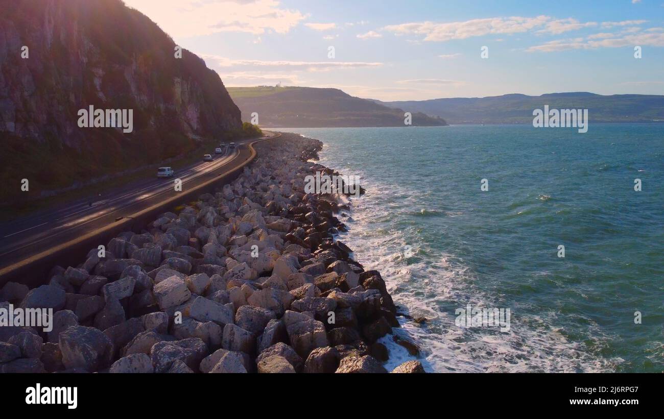 The beautiful Causeway Coast in Northern Ireland - aerial view Stock ...