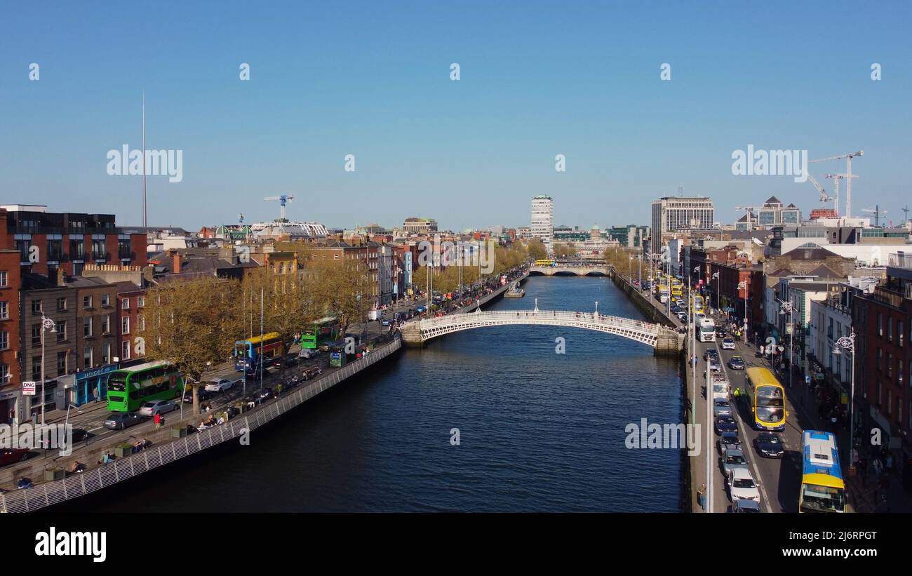 Famous Ha Penny Bridge in Dublin from above Stock Photo - Alamy