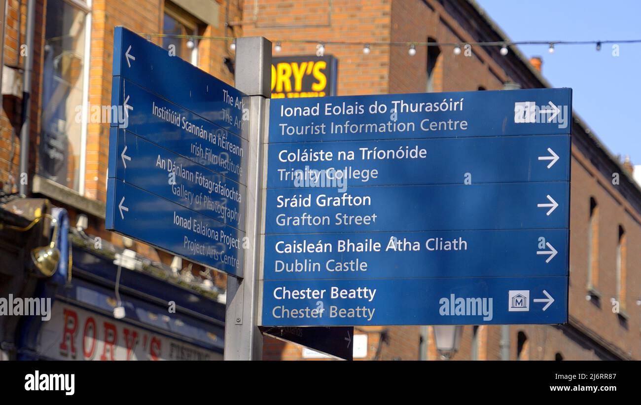 Direction signs in Dublin Temple Bar district - travel photography ...