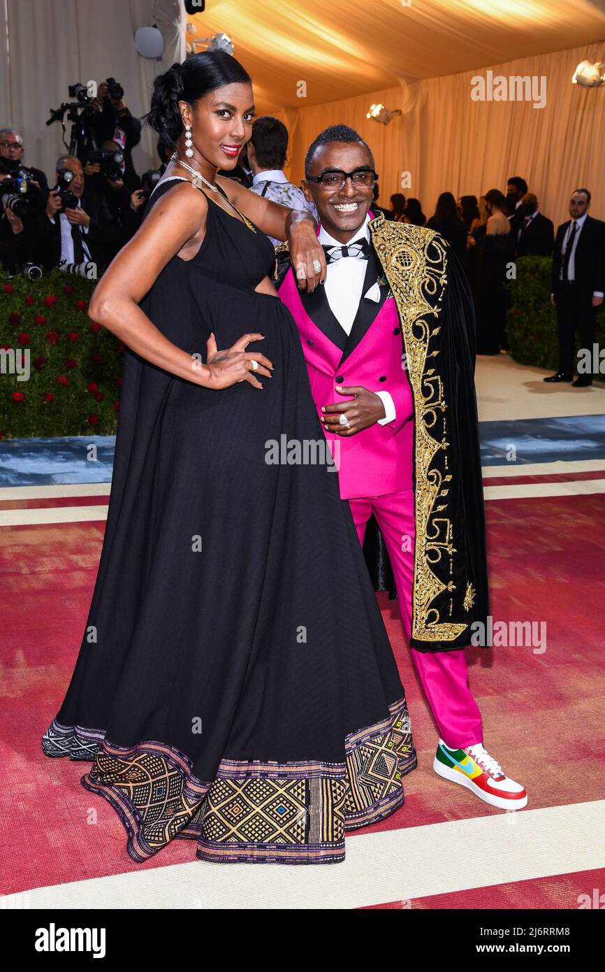 New York, NY on May 2, 2022. Maya Haile and Marcus Samuelsson walking ...