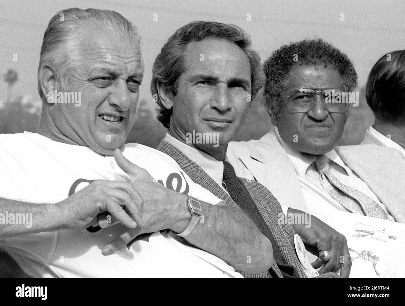 Dodger baseball legends Tom Lasorda, Sandy Koufax and Don Newcombe at ...