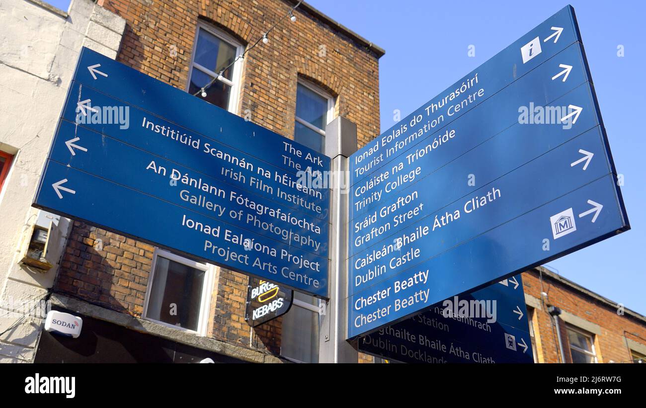 Direction signs in Dublin Temple Bar district - travel photography ...