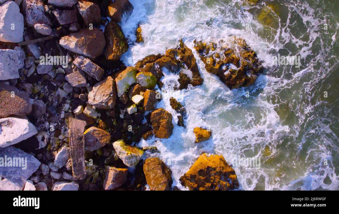 The beautiful Causeway Coast in Northern Ireland - aerial view Stock ...