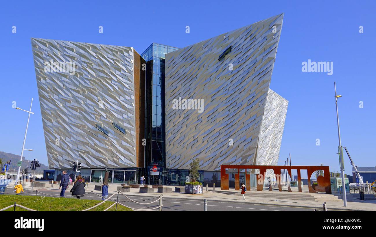 Modern Titanic building in the city of Belfast - BELFAST, UK - APRIL 24 ...