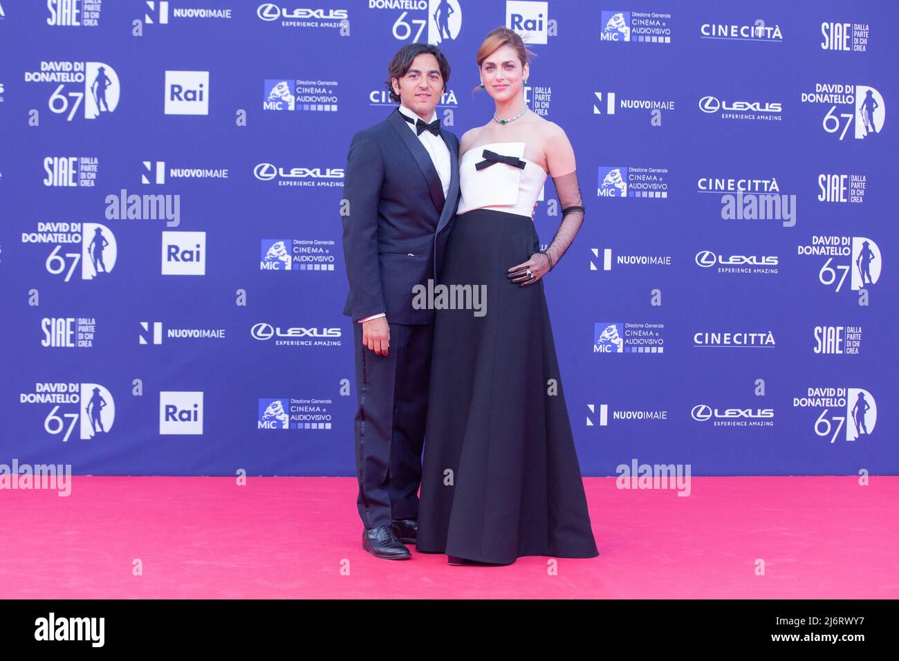 Miriam Leone and Paolo Carullo attend the red carpet of David di ...