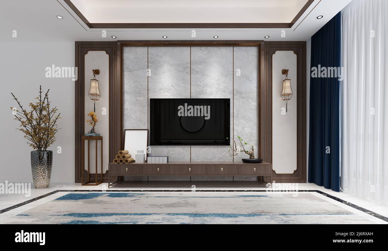 Simple living room, 3D rendering Stock Photo - Alamy