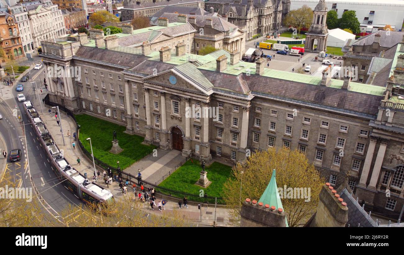 Trinity College in Dublin from above - aerial view Stock Photo - Alamy