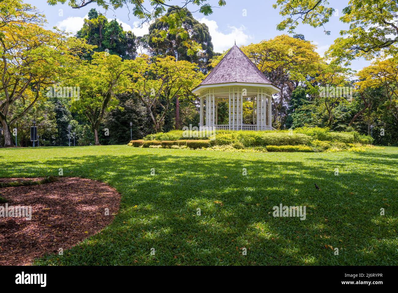 This octagonal gazebo, sited on a hill known as "The Bandstand", was ...
