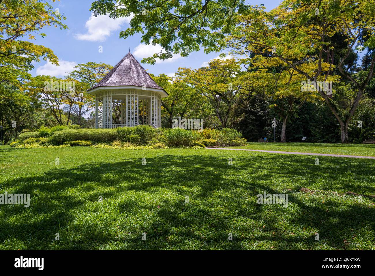 This octagonal gazebo, sited on a hill known as "The Bandstand", was ...