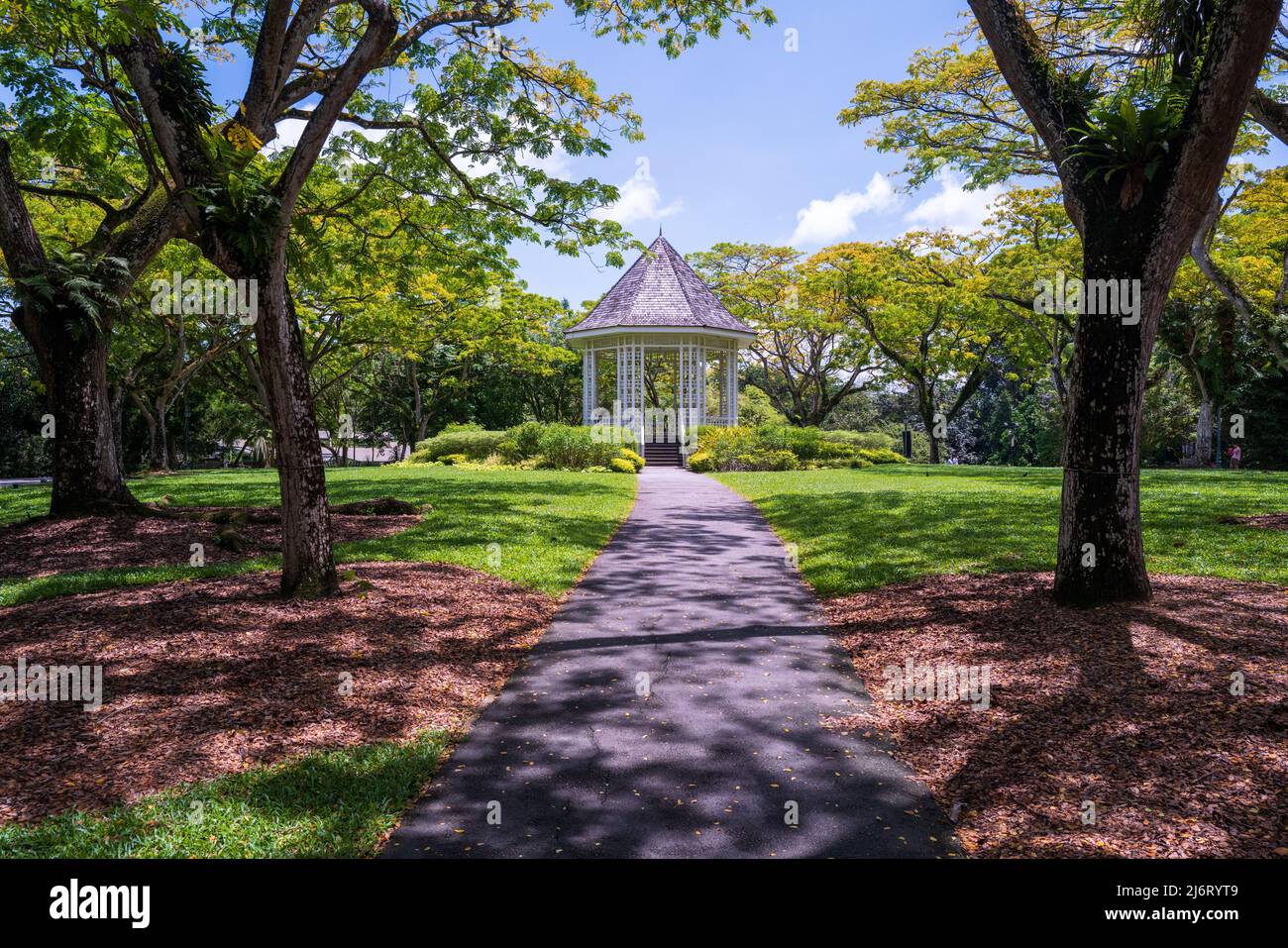 This octagonal gazebo, sited on a hill known as "The Bandstand", was ...