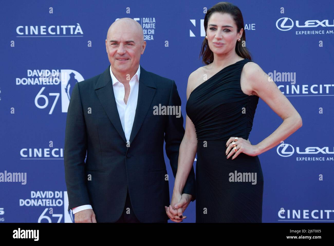 Luca Zingaretti (L) and Luisa Ranieri (R) attend the red carpet of the ...