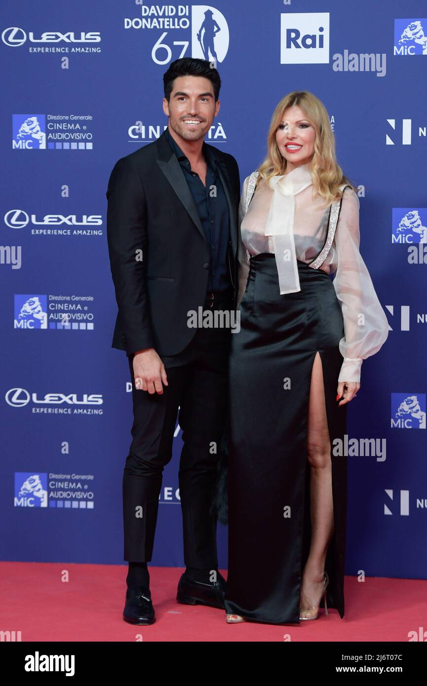 Rita Rusic (R) and Cristiano Di Luzio (L) attend the red carpet of the ...
