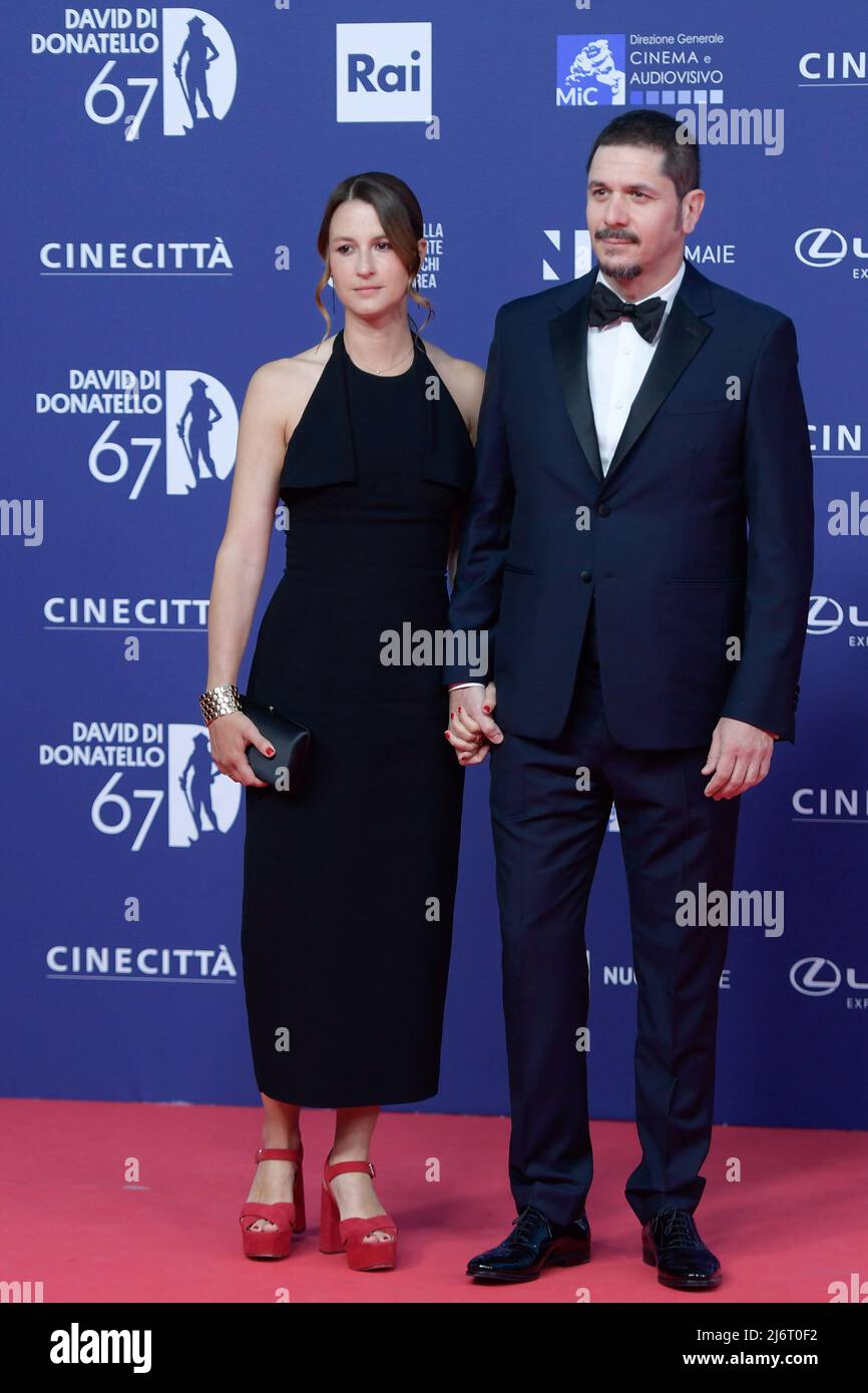 Gabriele Mainetti (R) and Alice Vicario (L) attend the red carpet of ...