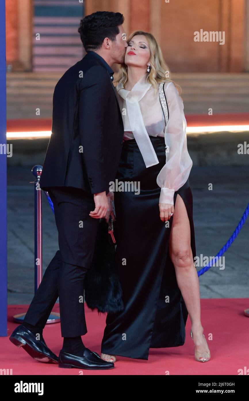 Rita Rusic (R) and Cristiano Di Luzio (L) attend the red carpet of the ...
