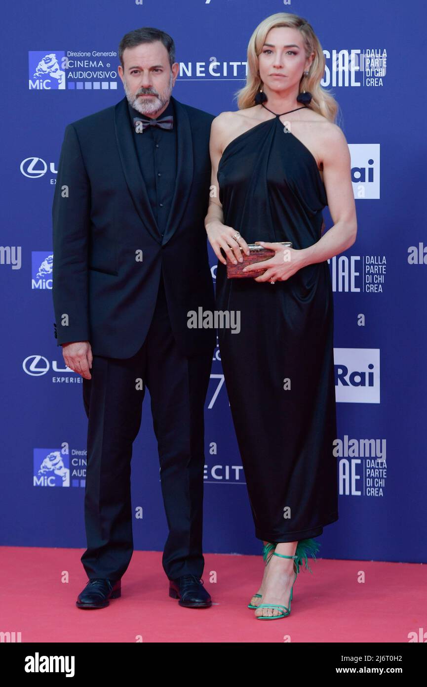 Fausto Brizzi (L) and Silvia Salis (R) attend the red carpet of the ...