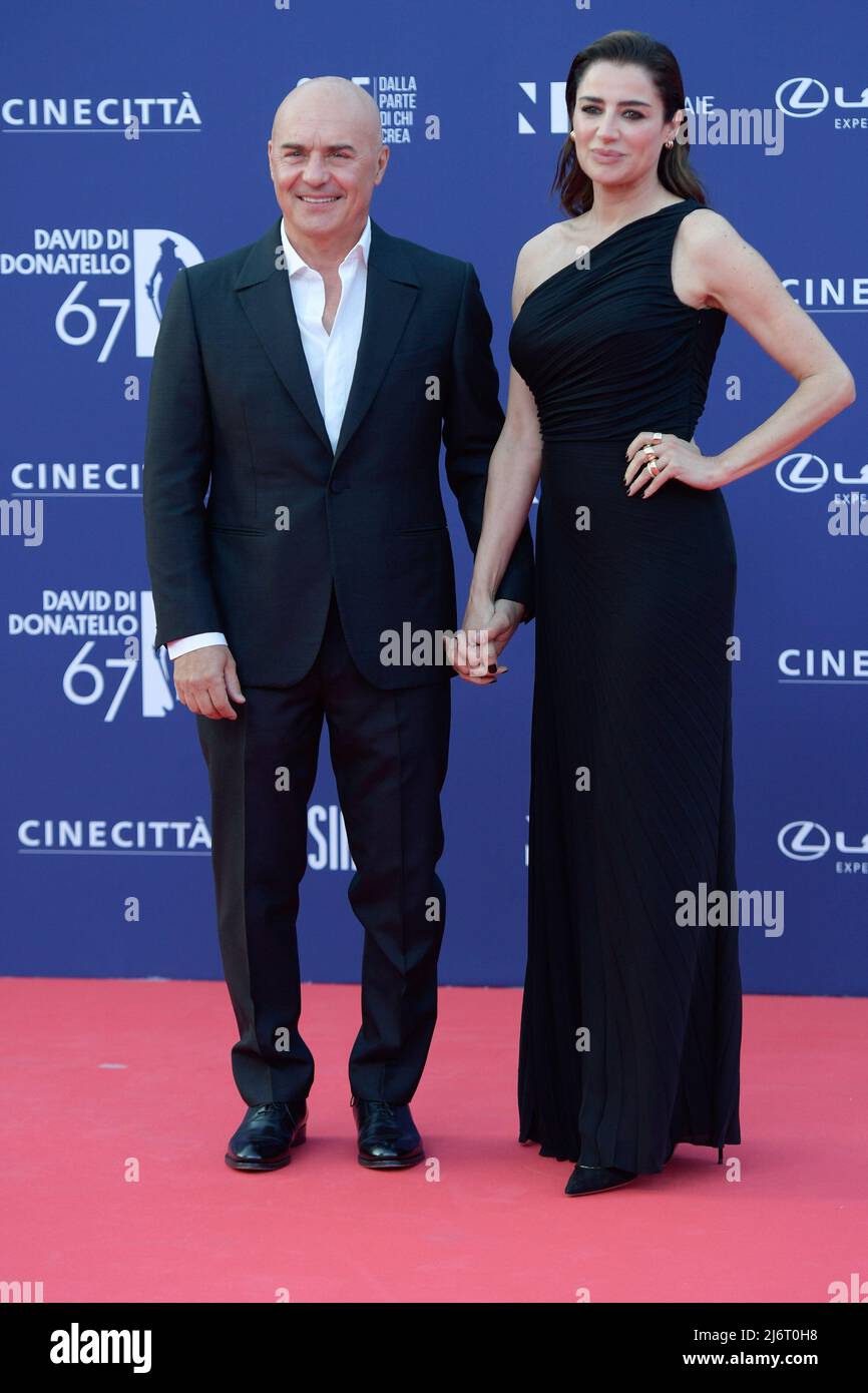 Luca Zingaretti (L) and Luisa Ranieri (R) attend the red carpet of the ...
