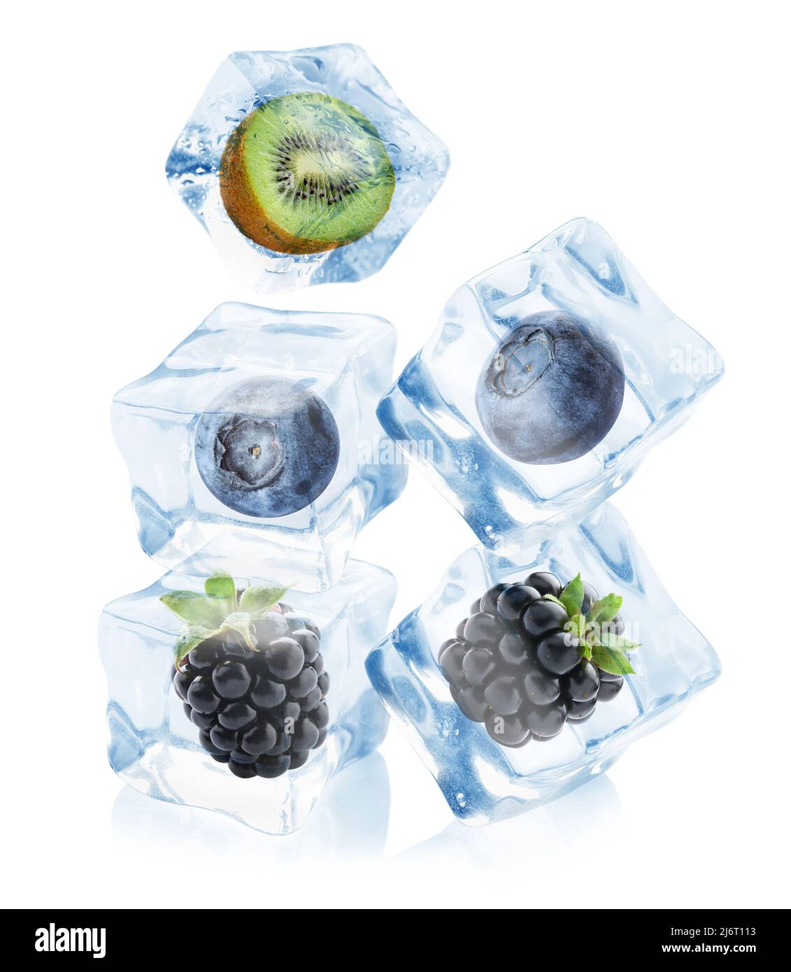 Frozen fruits in ice cubes on white background Stock Photo - Alamy