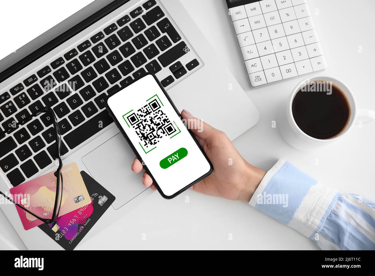 Top view woman hand paying hi-res stock photography and images - Alamy